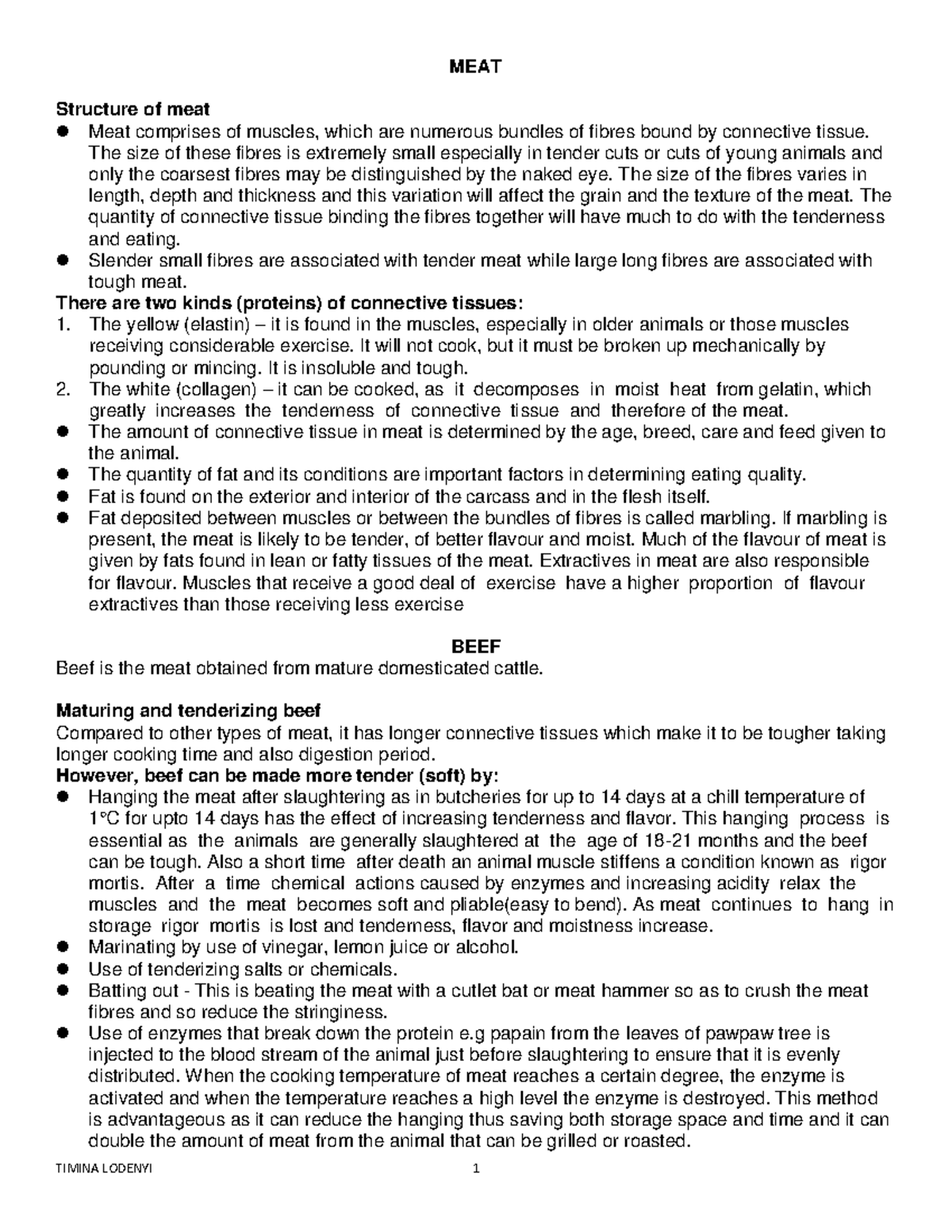Topic 16.1 meat production module 1 - MEAT Structure of meat Meat ...