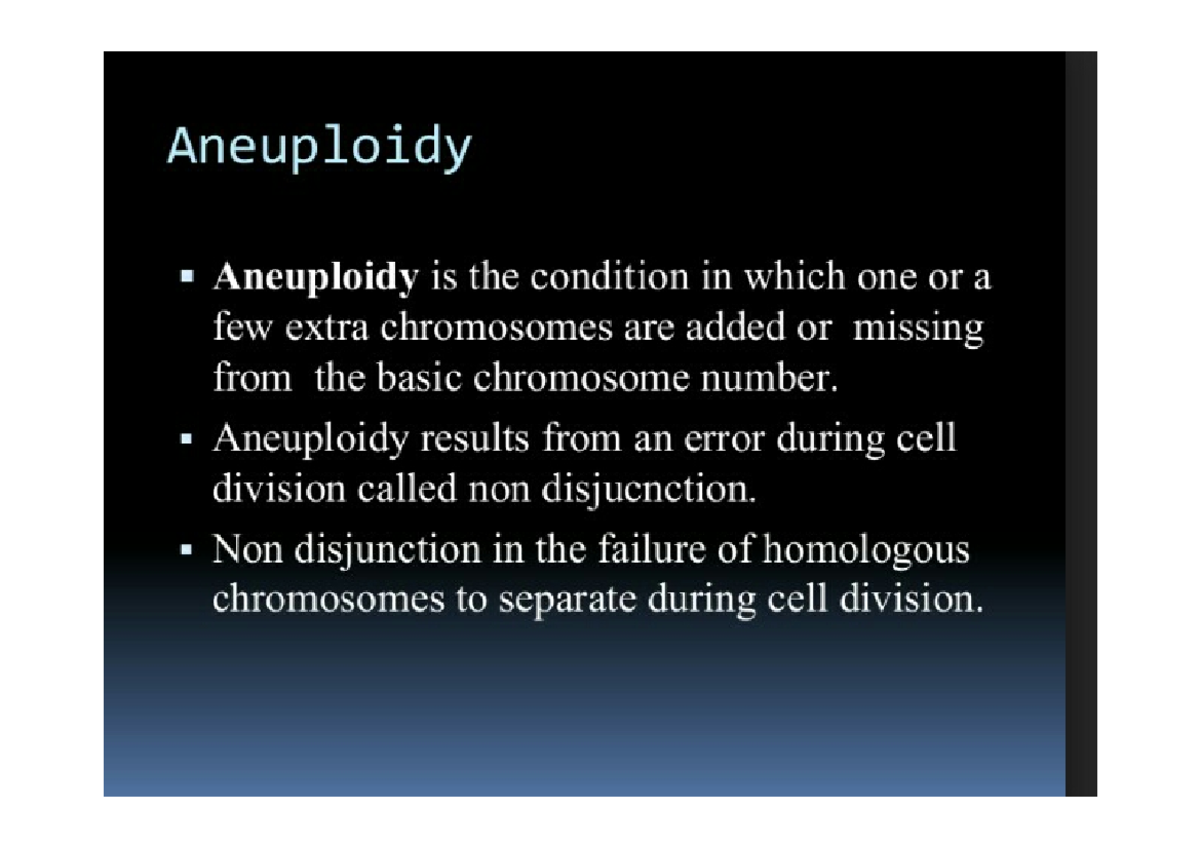 Aneuploidy genetics - Note - Zoology - Studocu