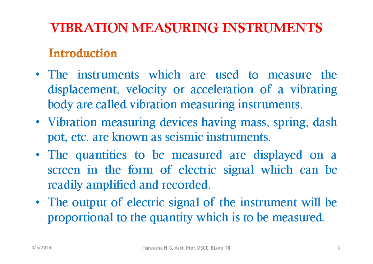Vibration Measuring Instruments - Vibration measuring devices having ...