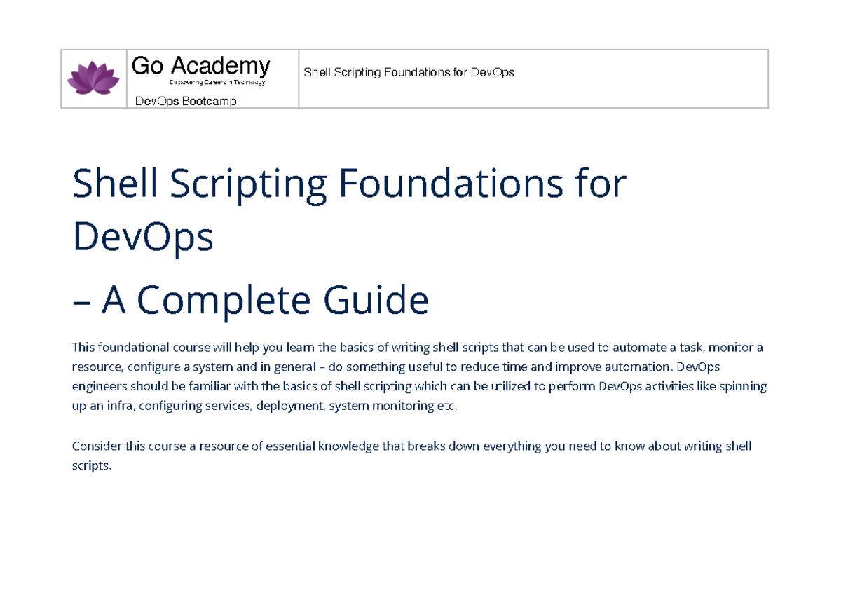 Shell Scripting Foundations - Empowering Careers in Technology DevOps Bootcamp Shell Scripting ...