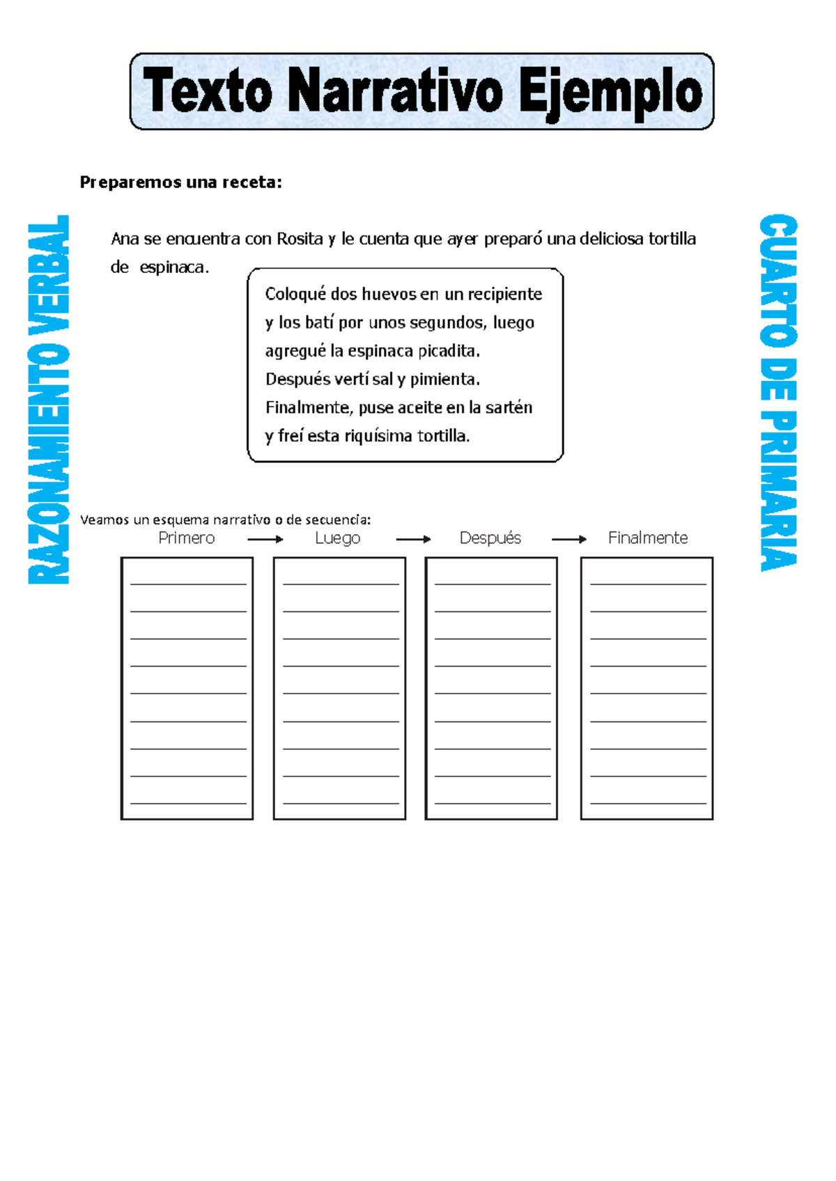 Ficha Texto Narrativo Ejemplo para Cuarto de Primaria - Preparemos una ...