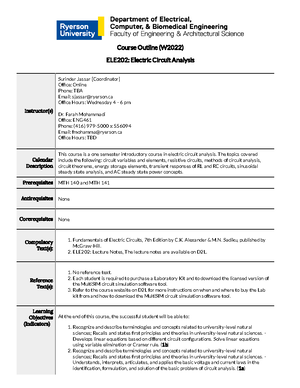 Shaolin Ahmed Ele Pre Lab 6 - ELE 202 - Studocu