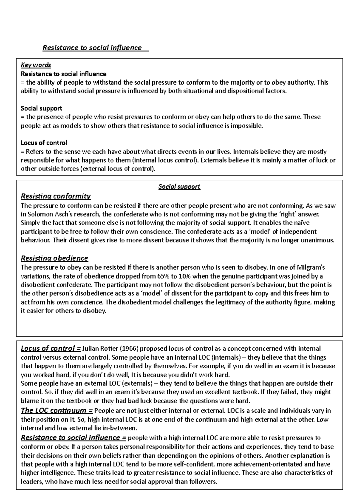 Resistance to social influence - This ability to withstand social ...