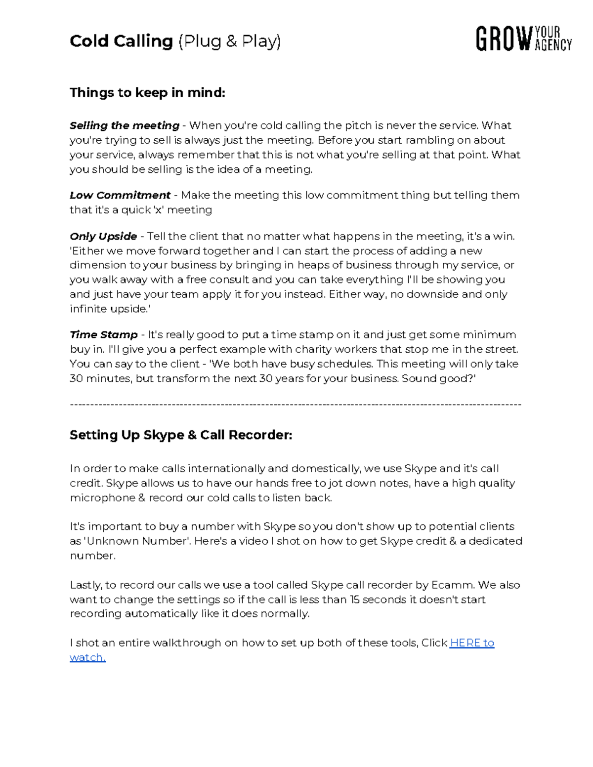 Cold Calling Plug N Play - SU - Studocu