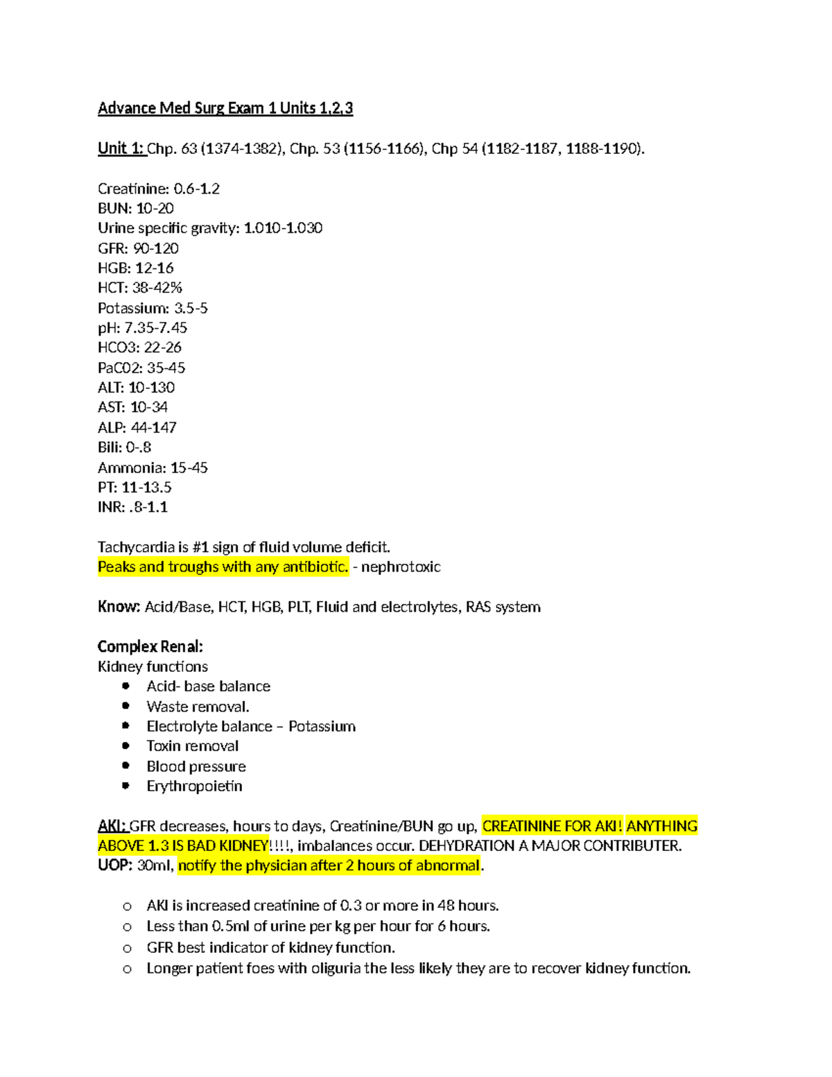 Adv med surg exam 1 - Need to know book notes - Advance Med Surg Exam 1 ...