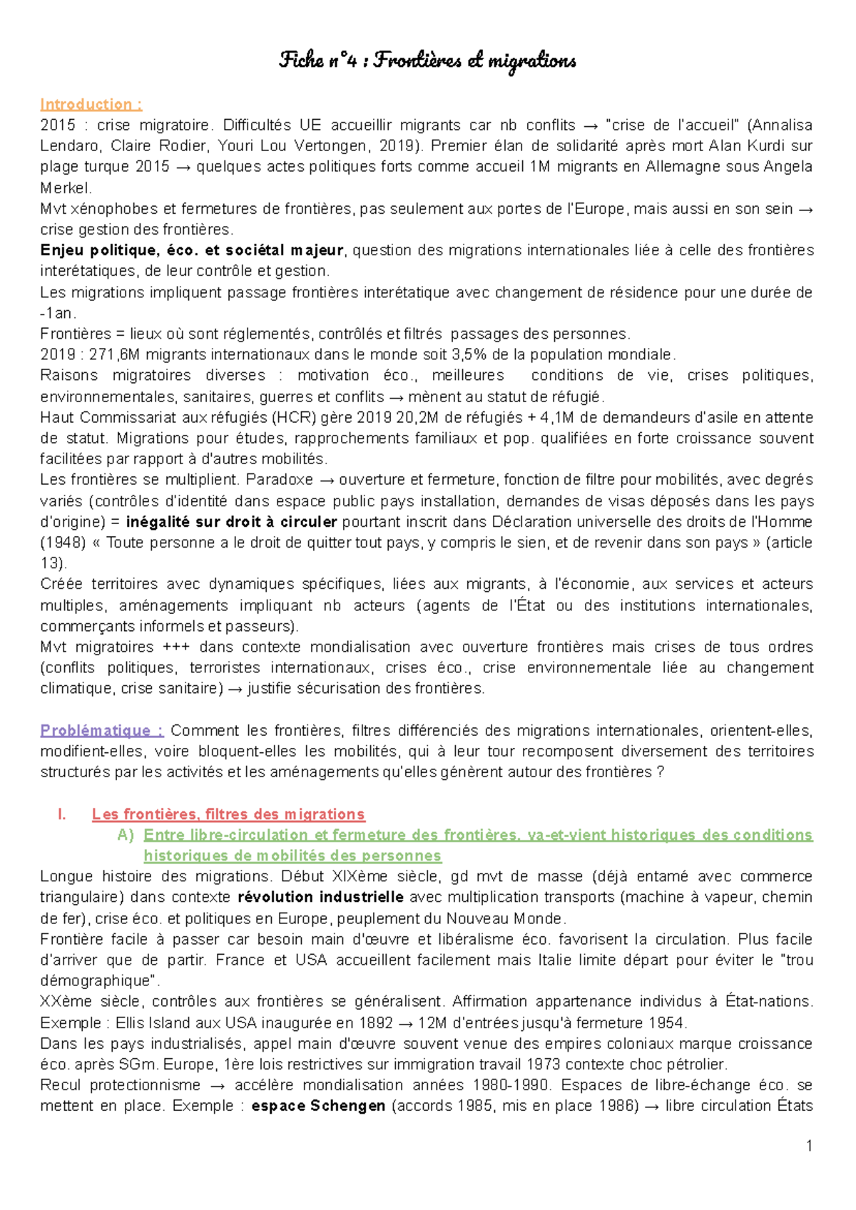 Fiche n°4 - Frontières et migrations - Fich °4 : Frontière e migration ...
