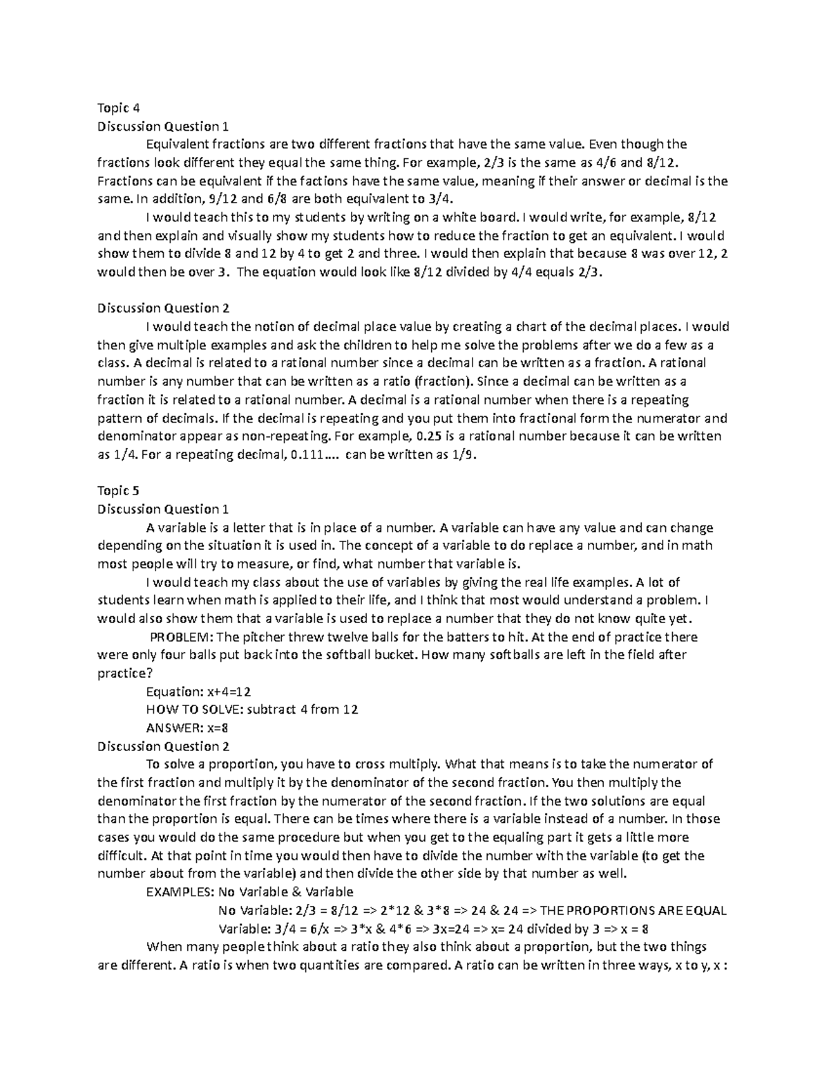 Math 150 discussion questions - Topic 4 Discussion Question 1 ...