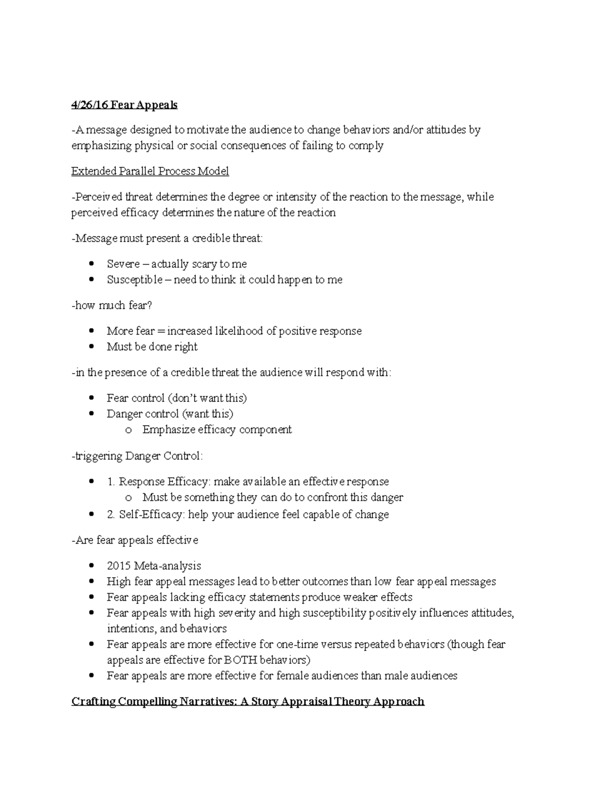 Fear Appeals + Guest Lecturer - 4/26/16 Fear Appeals -A message ...