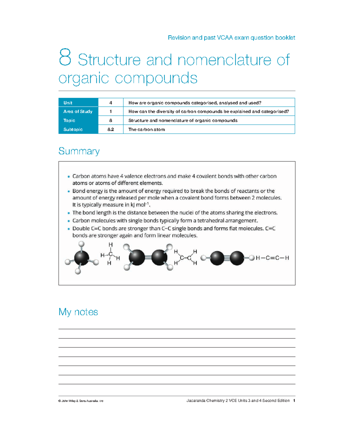 Organic Chemistry Study On - Revision and past VCAA exam question ...