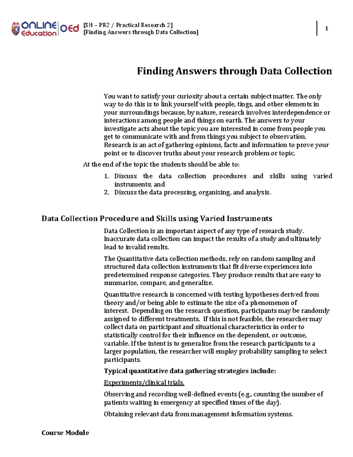 Week 014 Module Finding Answers through Data Collection - [SH – PR2 / Practical Research 2 ...