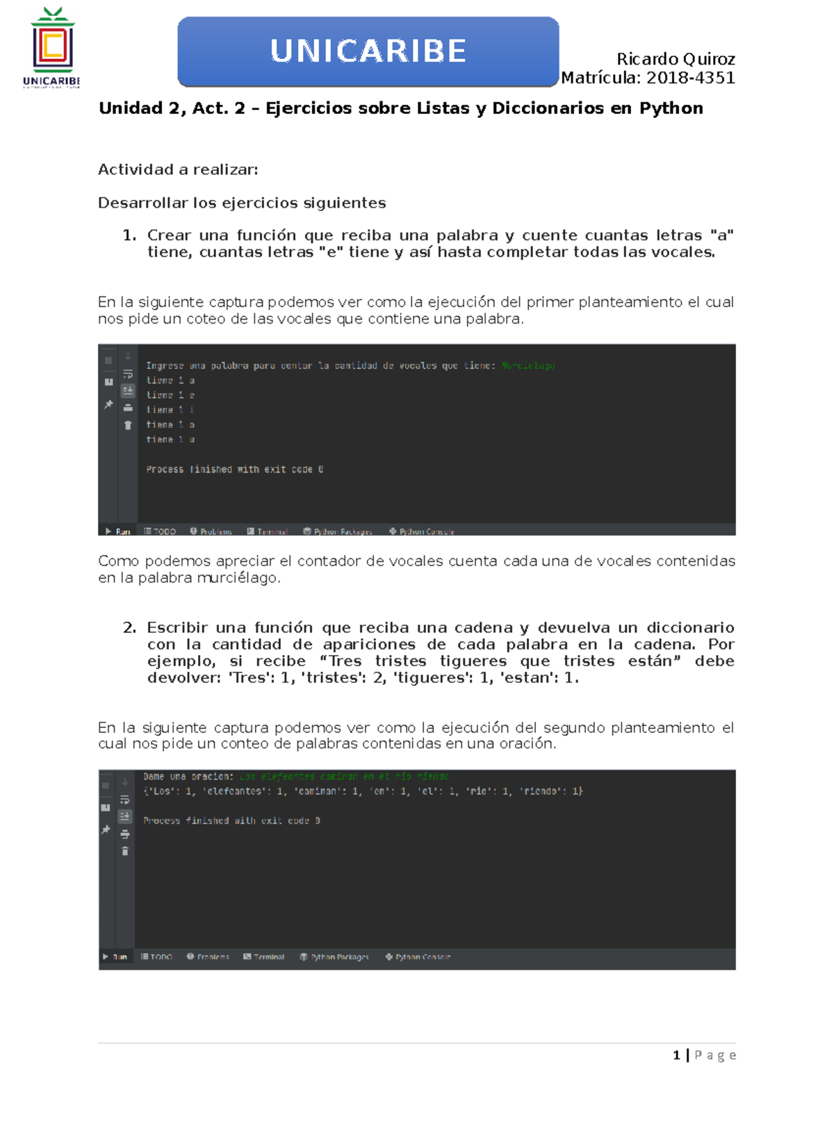 Quiroz-Ricardo-Ejercicios-Sobre-Listas-Y-Diccionarios-En-Python Act2 ...