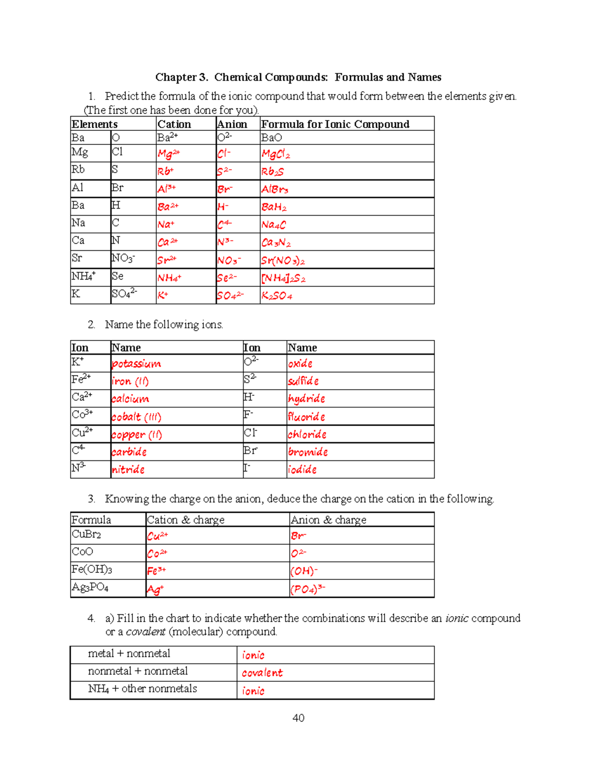 Chapter 03 Worksheet Worked - Chapter 3. Chemical Compounds: Formulas ...