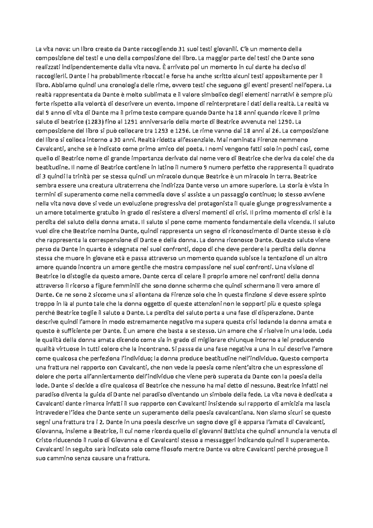 La vita nova - appunti lezione - La vita nova: un libro creato da Dante ...
