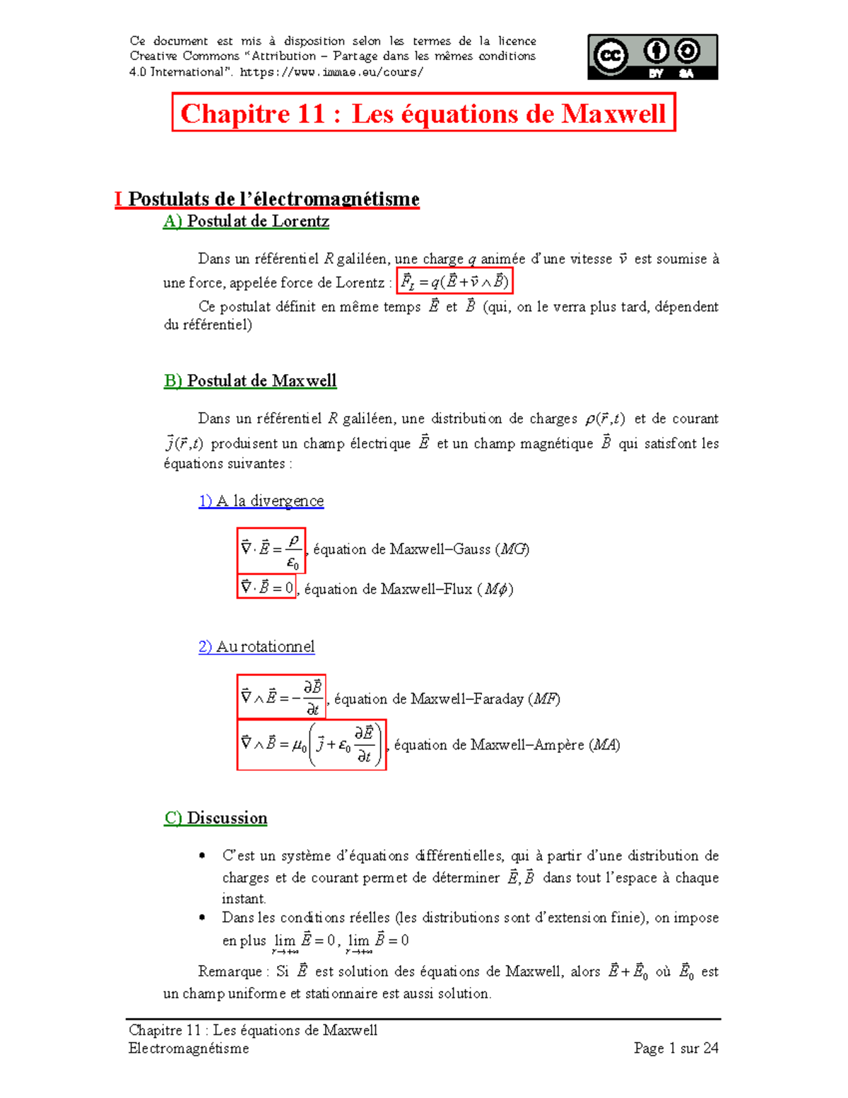Les équations de Maxwell dans le vide - - Studocu
