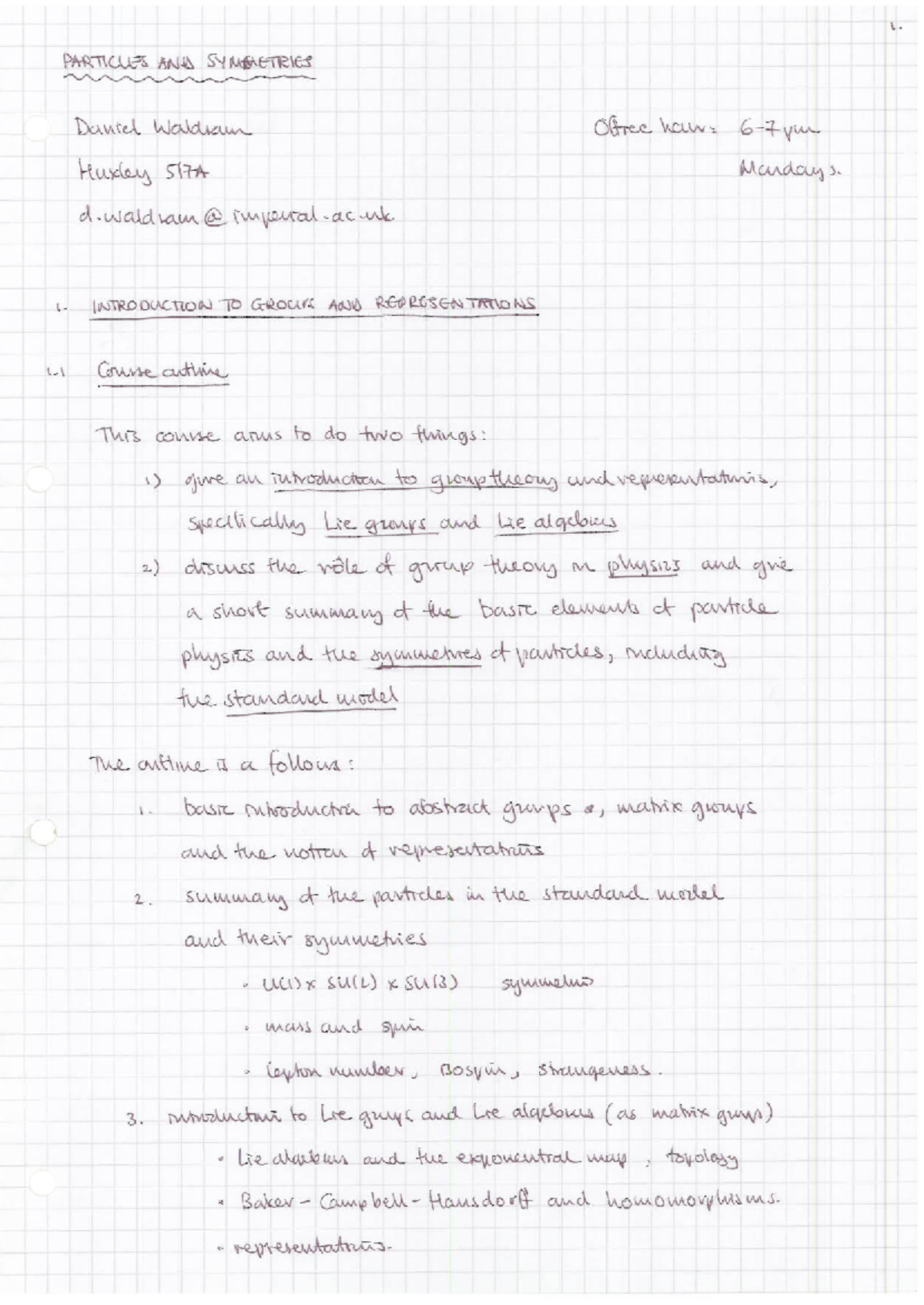 Ps-notes-1 - Particle Symmetries - PARTICLES AND SYMPLETRIES Daniel ...