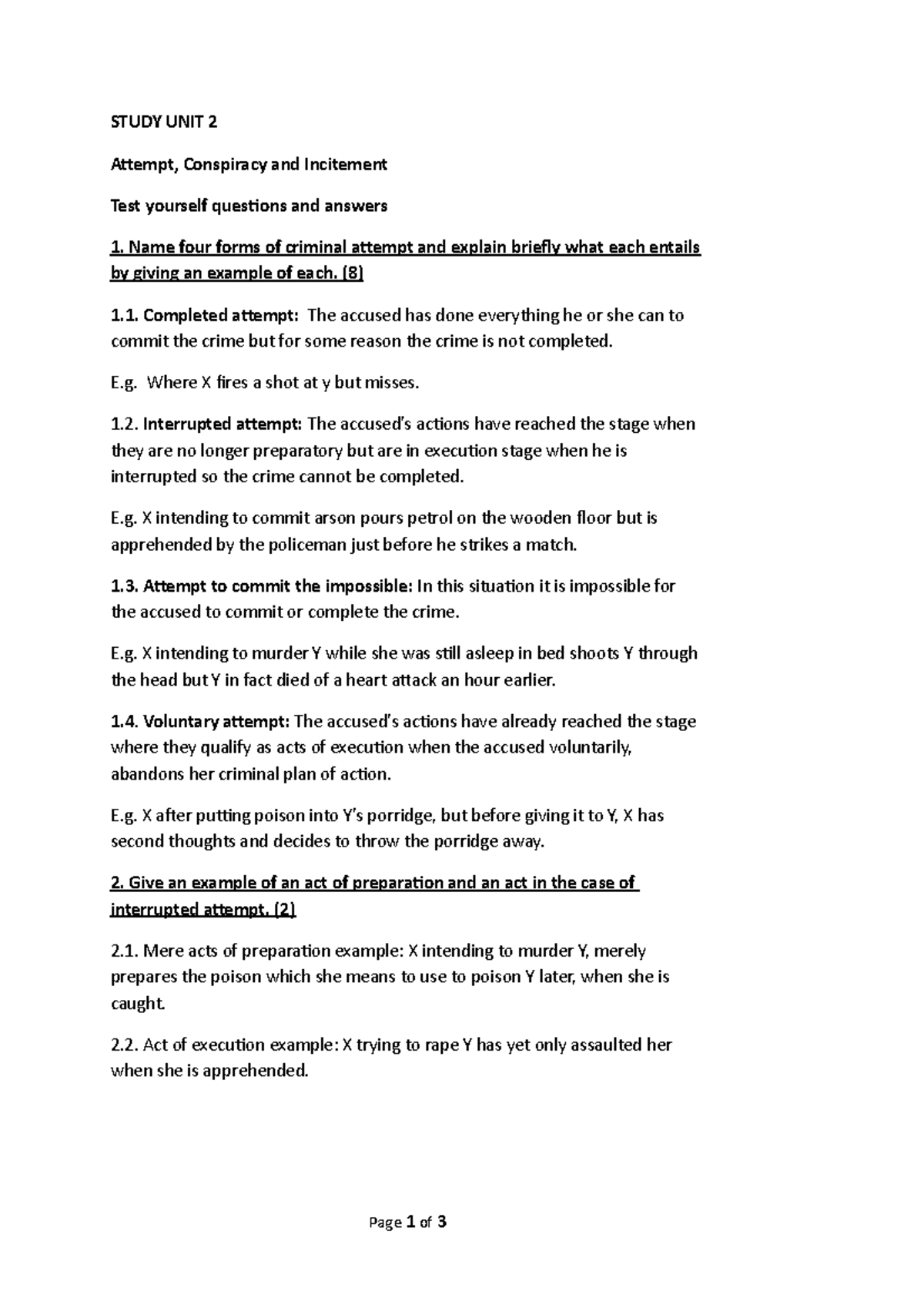 Study UNIT 2 CRW2603 TEST Yourself - STUDY UNIT 2 Attempt, Conspiracy ...