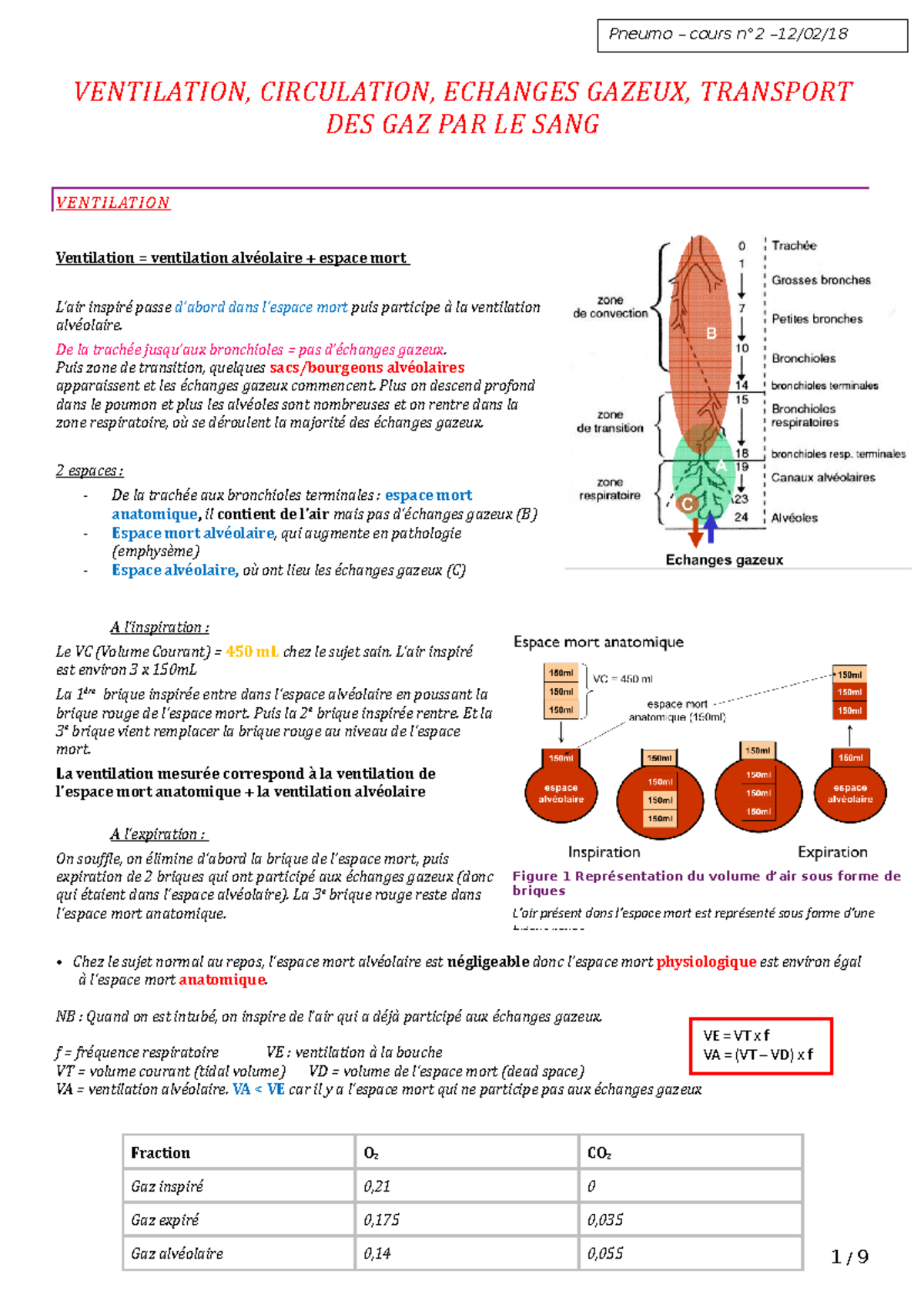 C7 - Echanges gazeux et contrôle de la ventilation - VENTILATION, CIRCULATION, ECHANGES GAZEUX ...