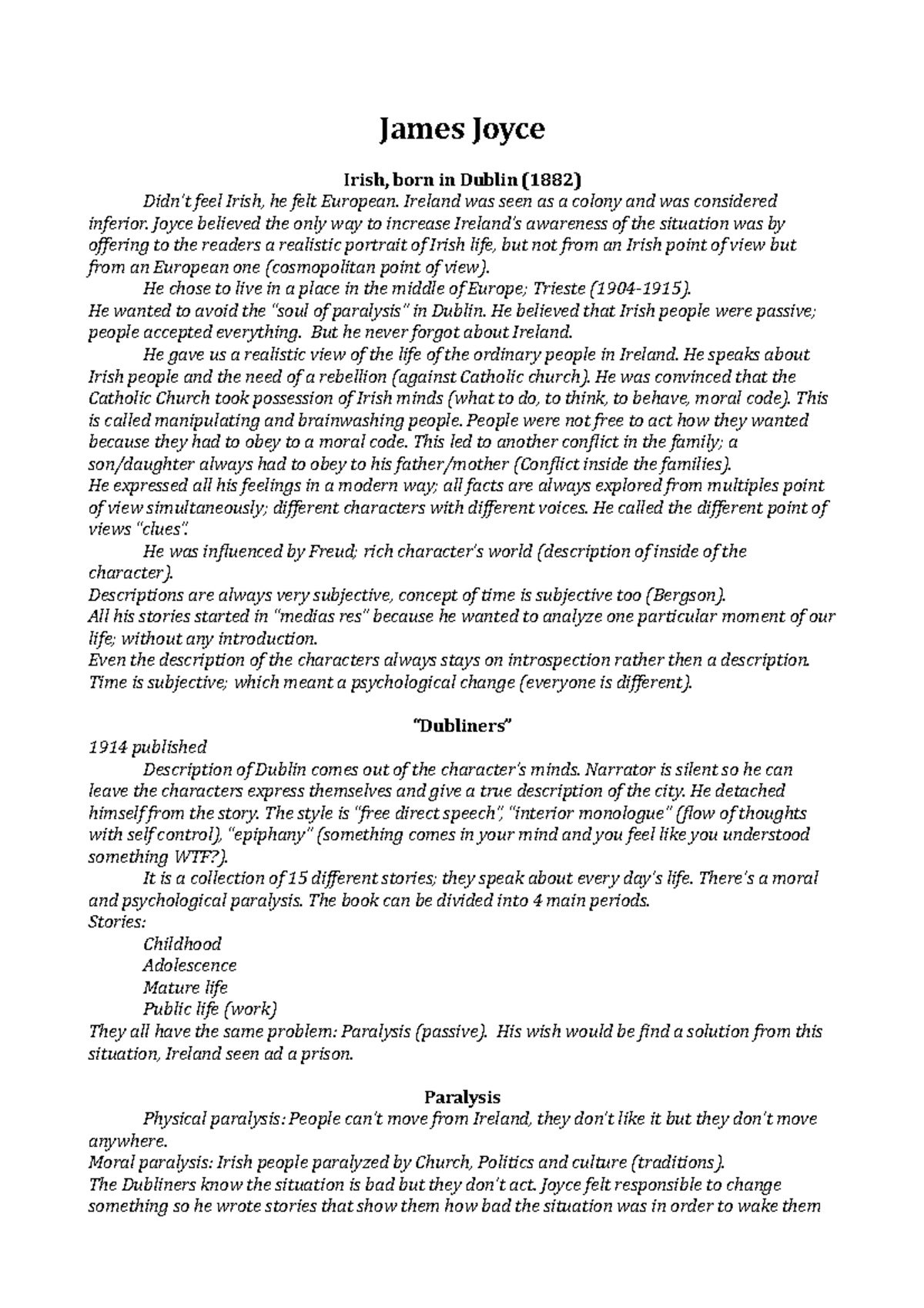 James Joyce - James Joyce Irish, born in Dublin (1882) Didn’t feel ...