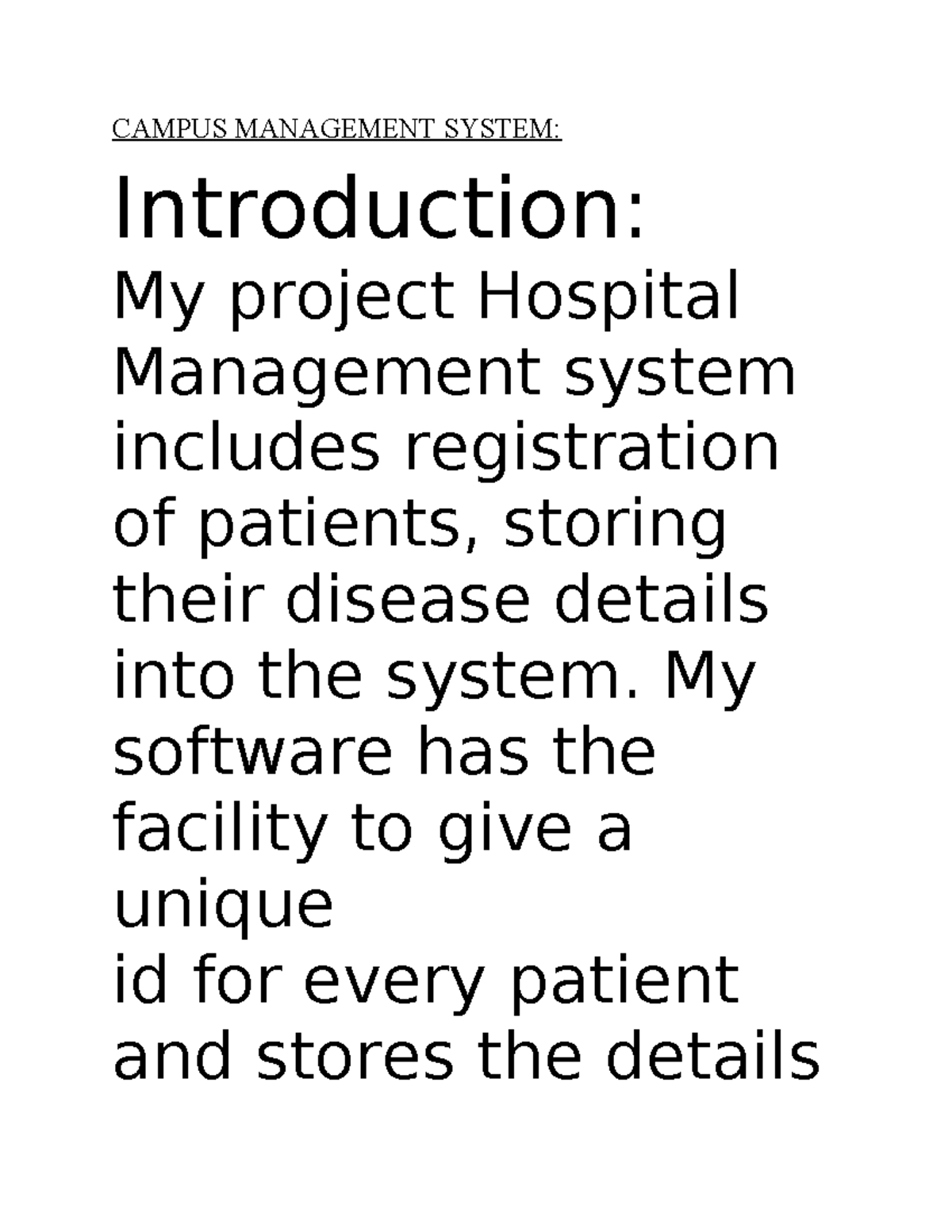 Campus Management System - CAMPUS MANAGEMENT SYSTEM: Introduction: My project Hospital ...