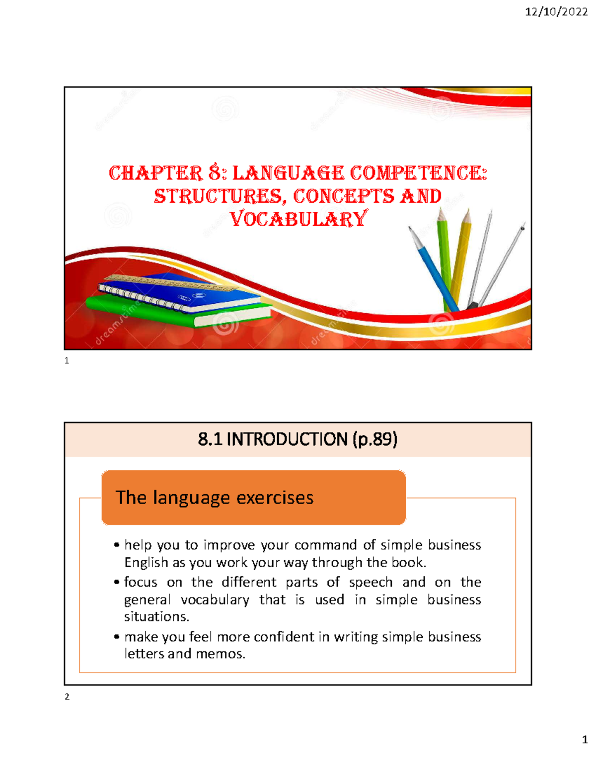 Chapter 8 - Language Competence - Chapter 8: language CompetenCe ...