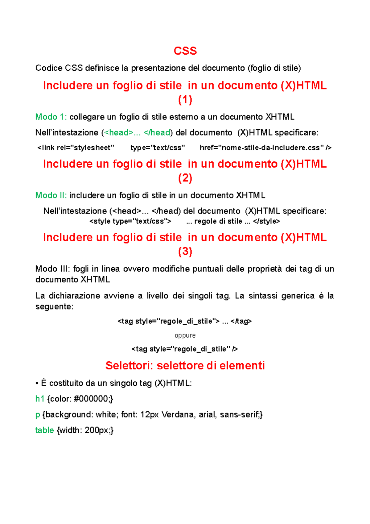 CSS Slide mie - CSS Codice CSS definisce la presentazione del documento ...