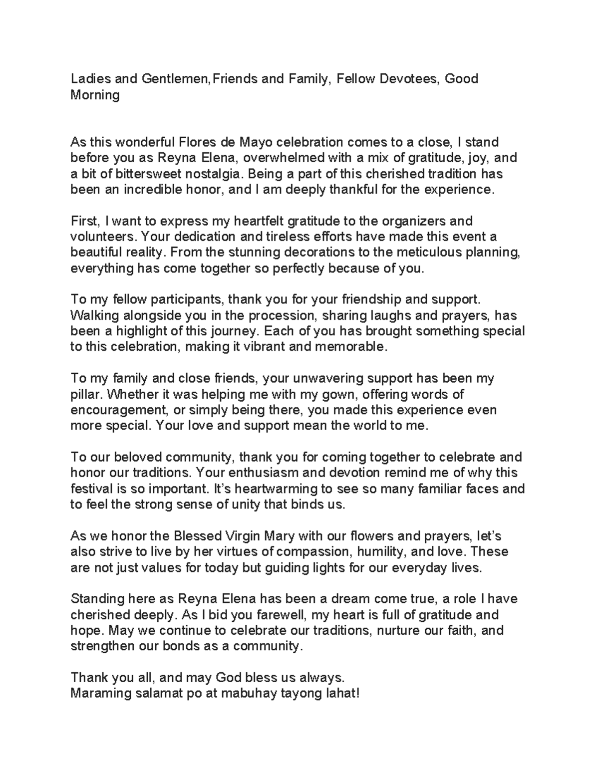 Farewell walk-nene - Ladies and Gentlemen,Friends and Family, Fellow ...