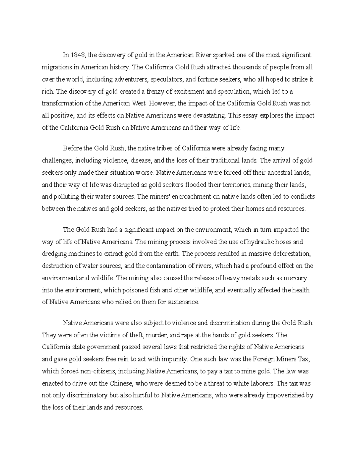 The impact of the California Gold Rush on Native Americans - In 1848 ...