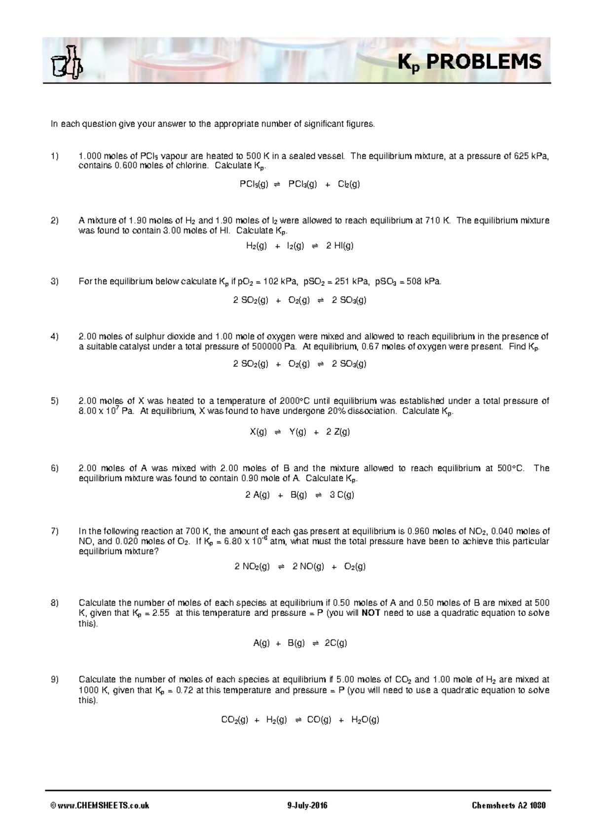 Chemsheets A2 1080 Kp Problems - © CHEMSHEETS.co 9 - July- 2016 ...