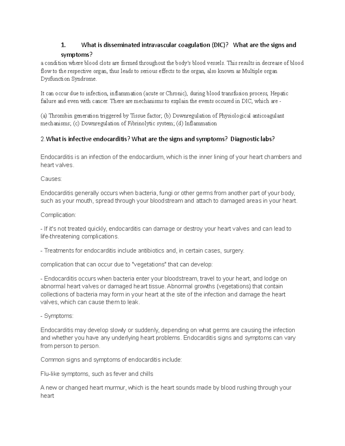 302 notes - 1. What is disseminated intravascular coagulation (DIC ...