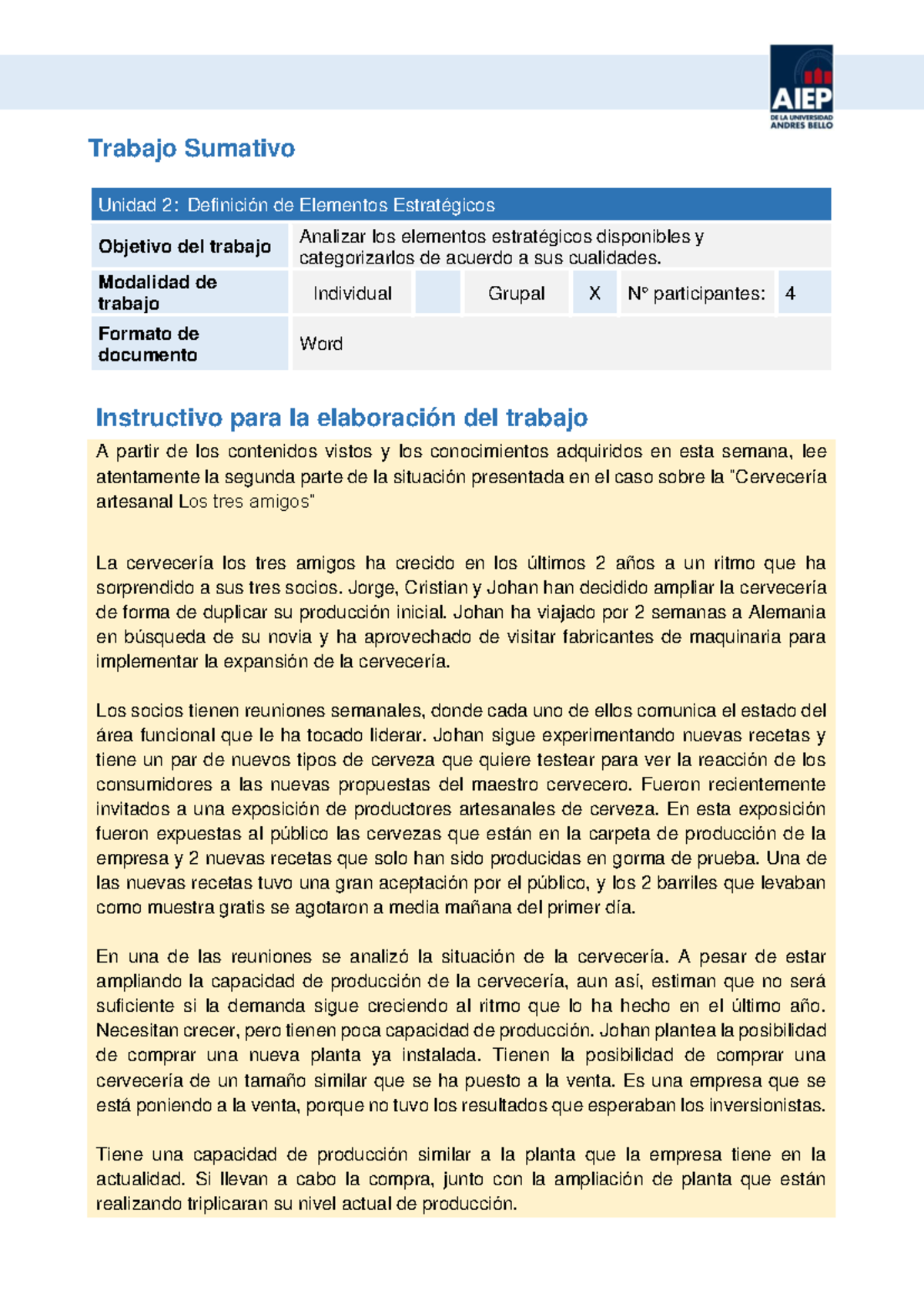 VF PLE101 Actividad Sumativa A Semana 6 - Trabajo Sumativo Instructivo para la elaboración del ...
