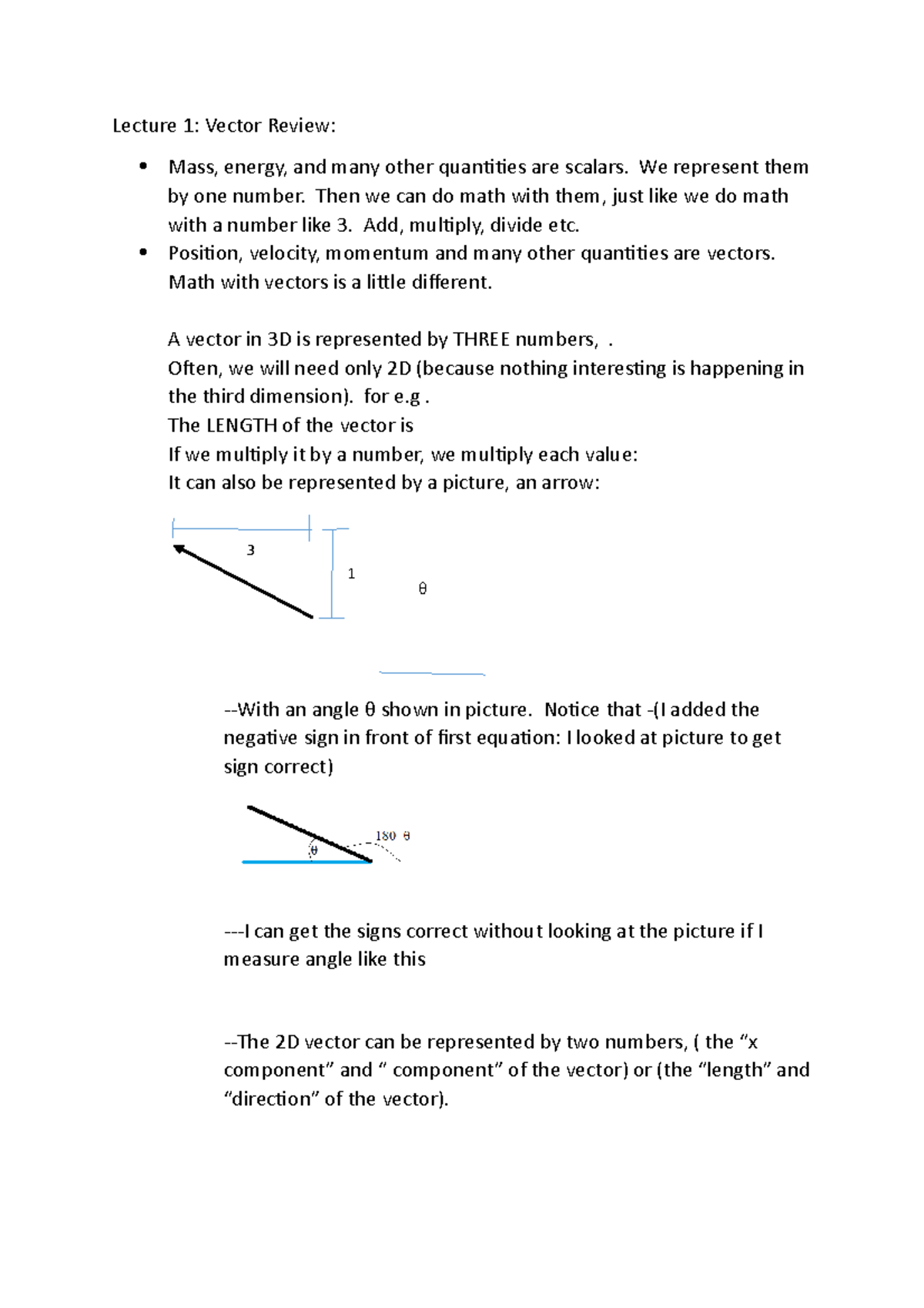 Lecture 1-Vectors - Lecture 1: Vector Review: Mass, energy, and many other quantities are ...