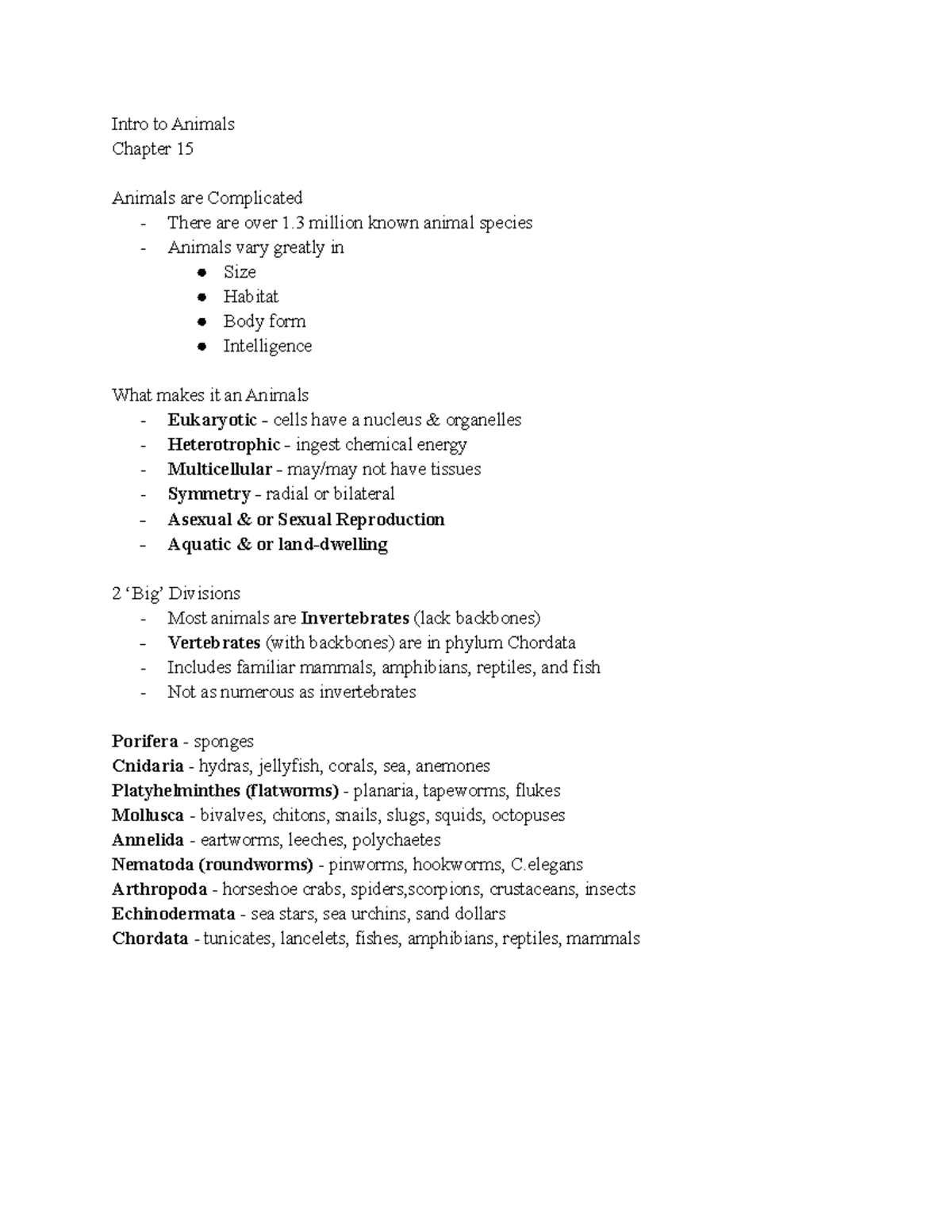 BIO 101 - Lecture notes from Professor Livingston's Biology 101 class ...