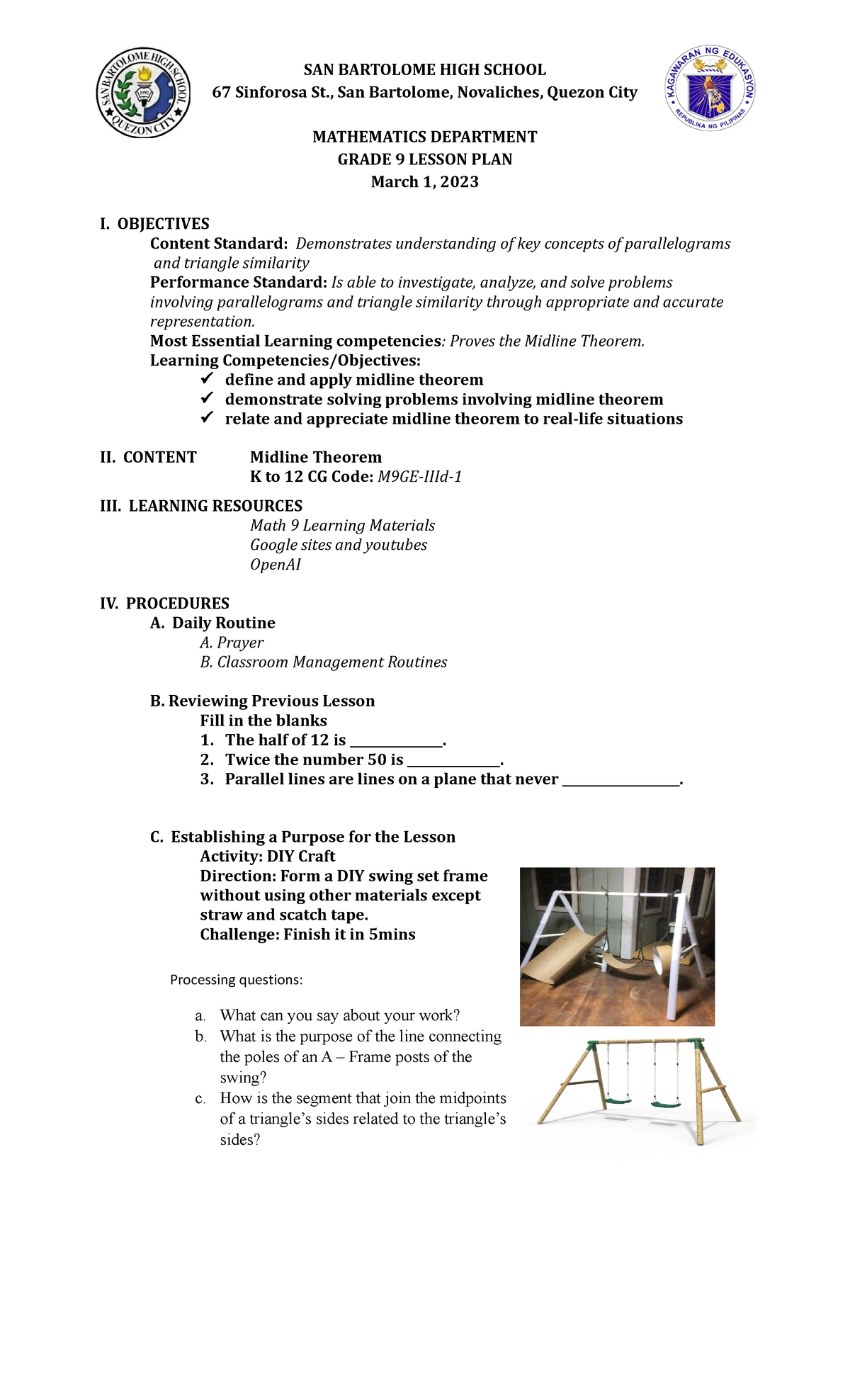 DLP-Midline Theorem - Helpful for submitting action plan and lesson ...