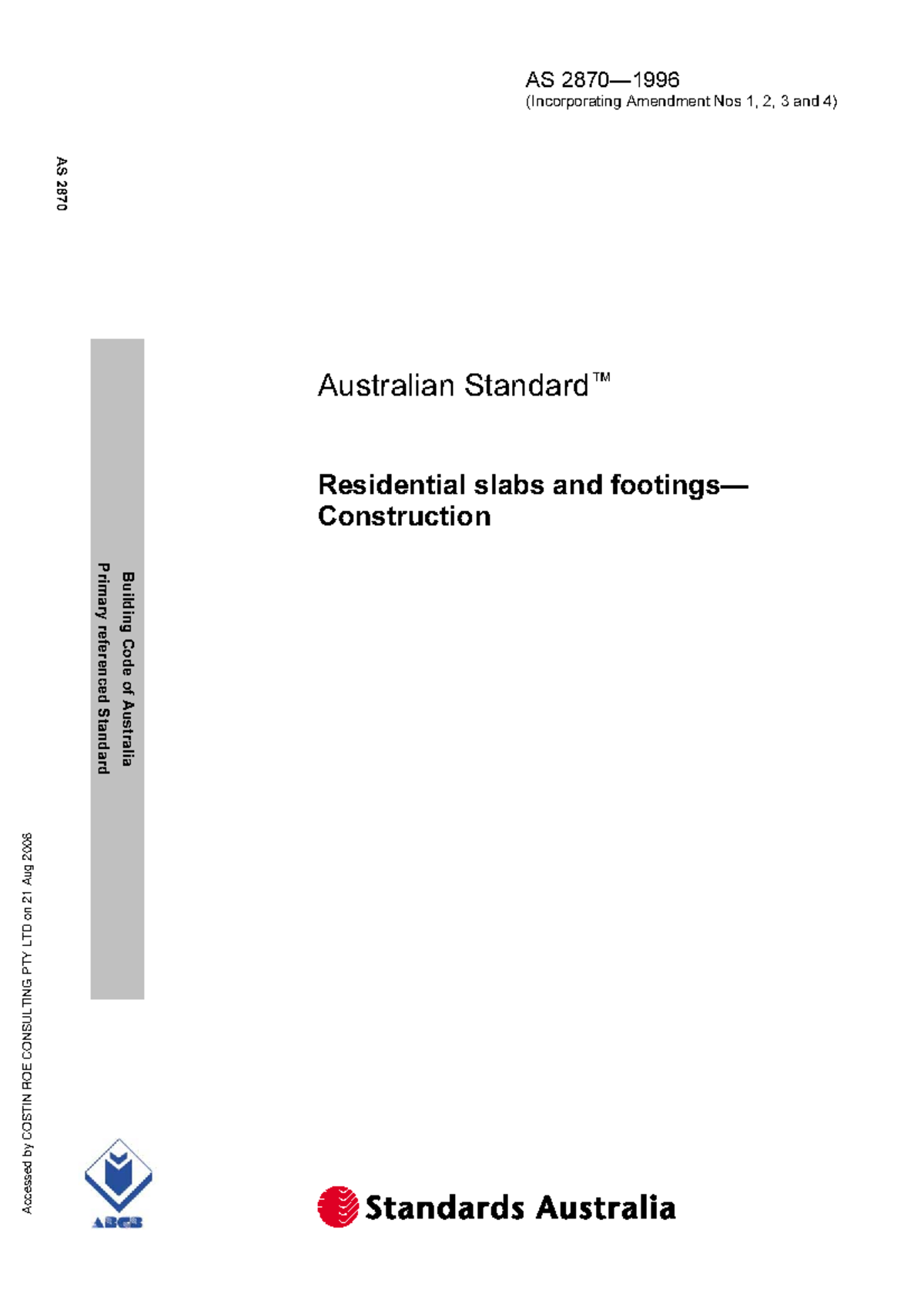 AS2870 Residential Slabs Footings - (Incorporating Amendment Nos 1, 2 ...