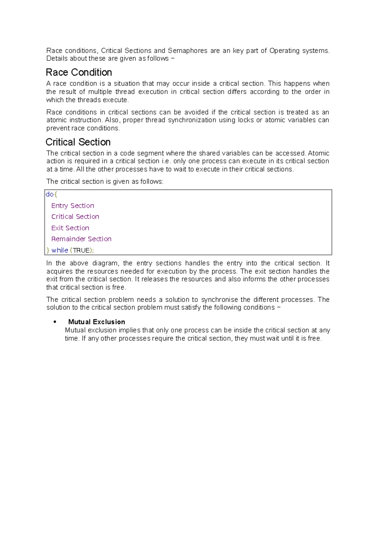 Unit2 chap3 - GOOD - Race conditions, Critical Sections and Semaphores ...