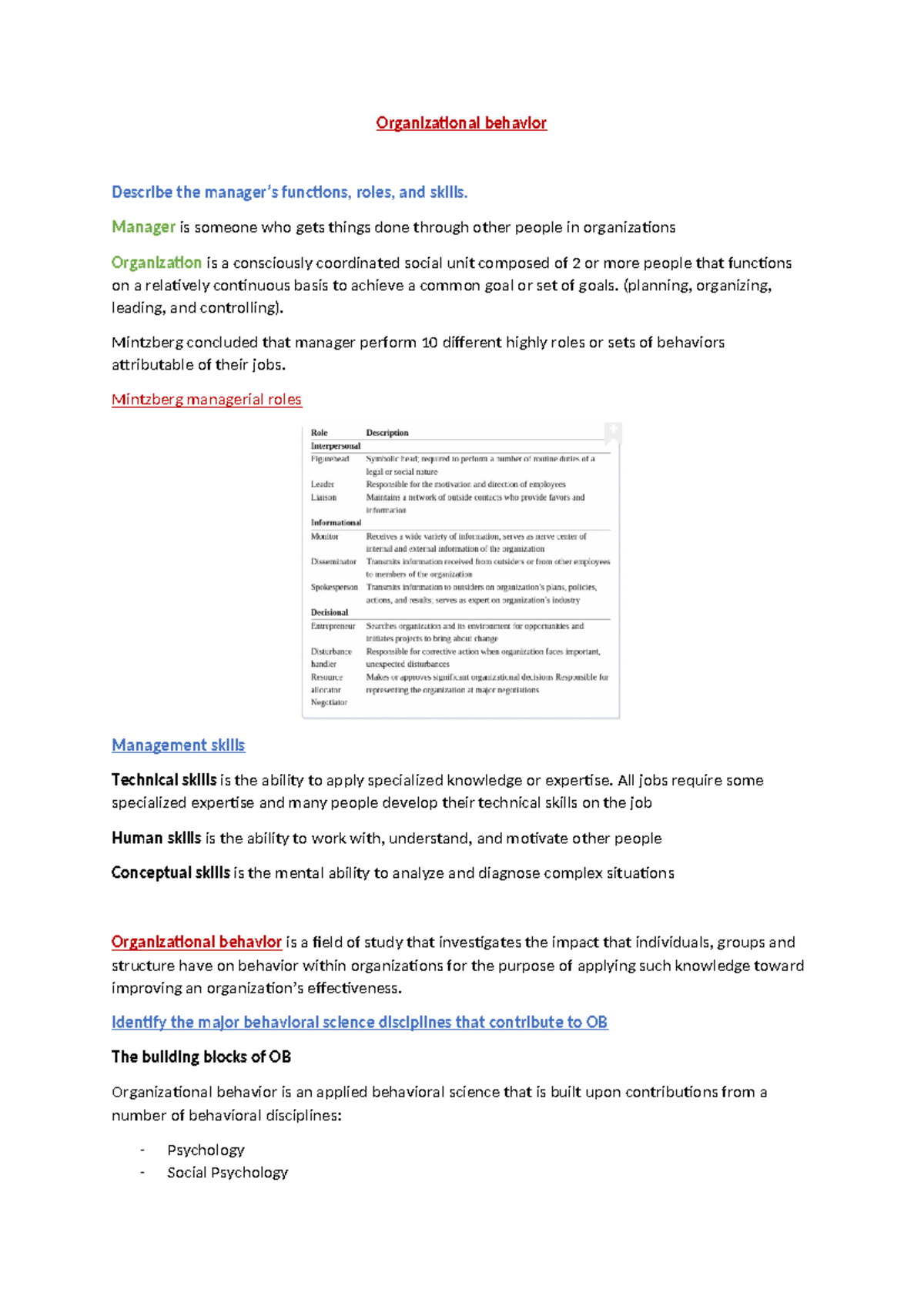 Organizational behavior copy - Organizational behavior Describe the ...