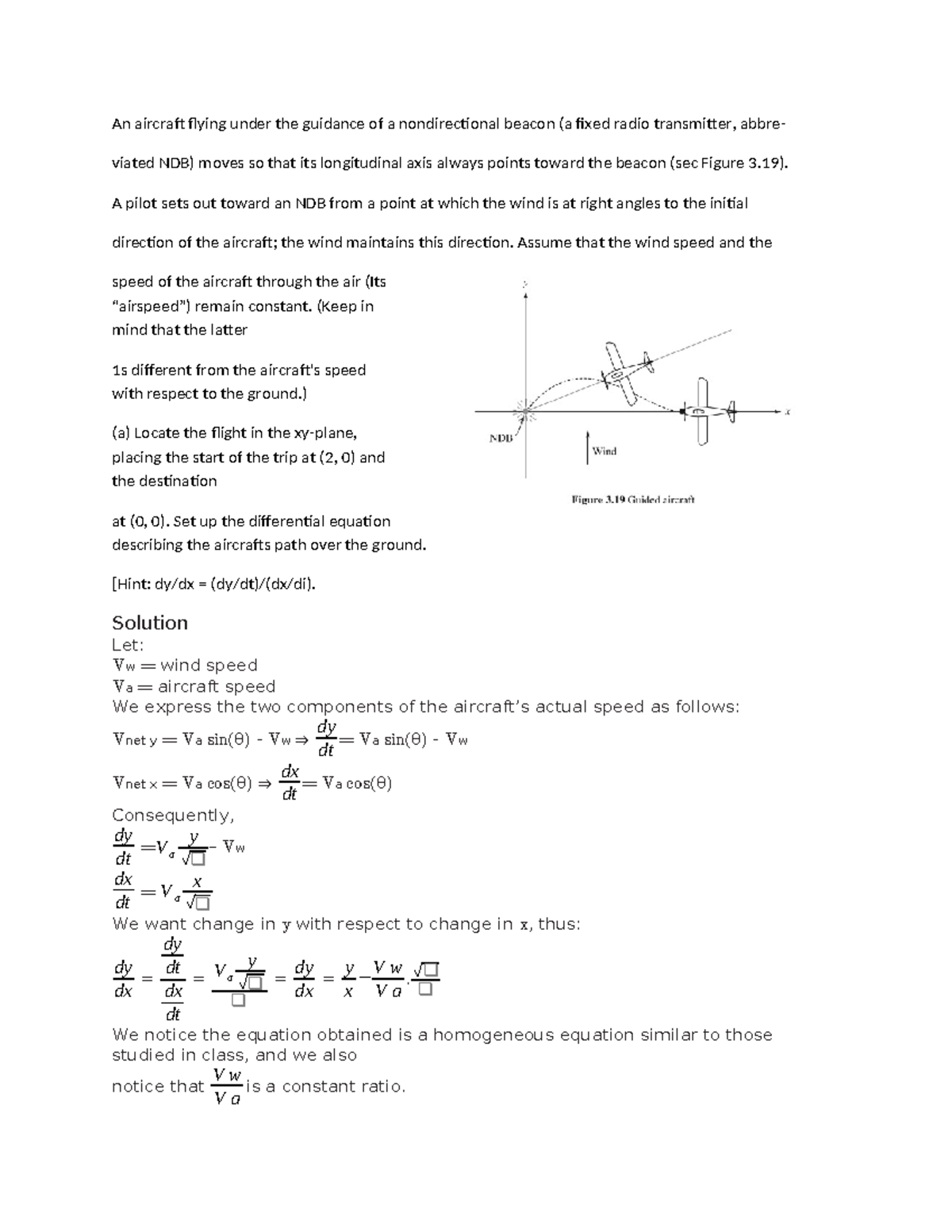 Vi phân - Calculus practice - An aircraft flying under the guidance of ...