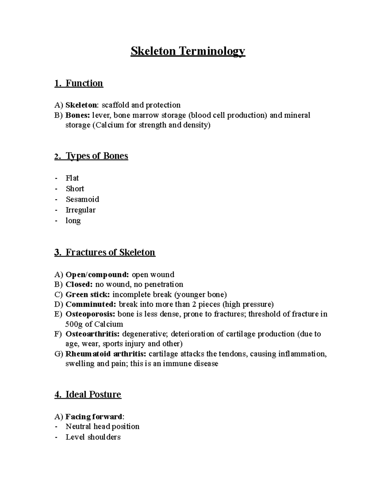 Skeleton Terminology - Function A) Skeleton : scaffold and protection B ...