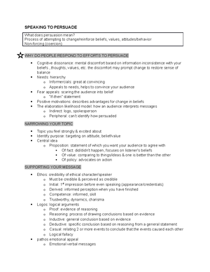 Informative Speech Planning Activity - Persuasive Speech Planning ...