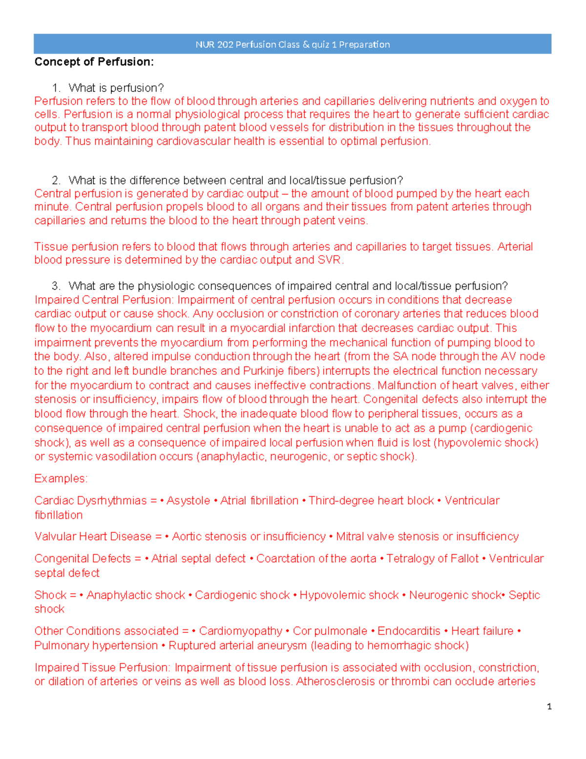 NUR 202 Perfusion Class & Quiz Preparation-Student (1)(1) 3 - Concept ...