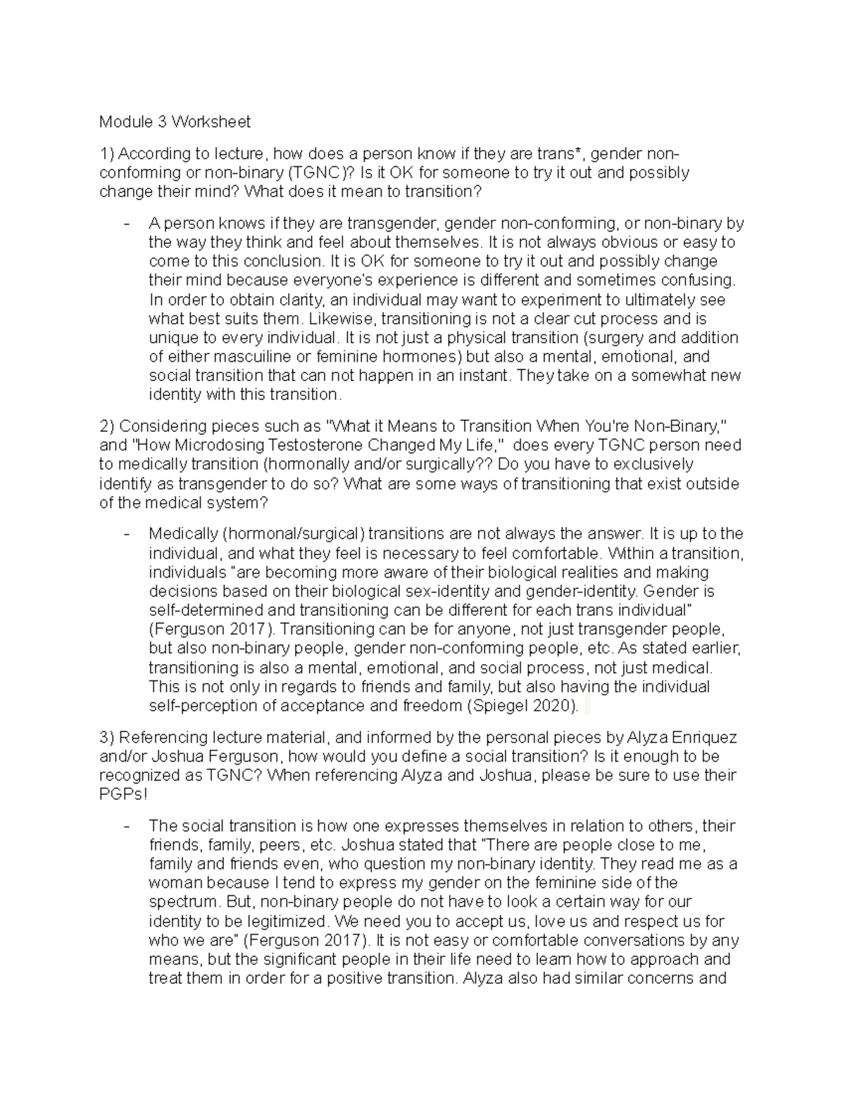 Module 3 Worksheet - Module 3 Worksheet According to lecture, how does ...