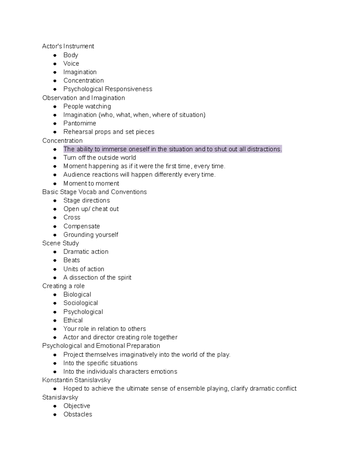 Acting - notes - Actor's Instrument Body Voice Imagination ...