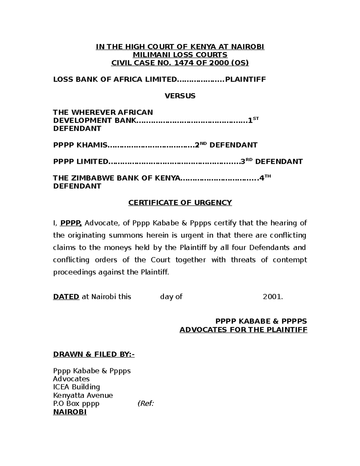 Interpleader - Helpful - IN THE HIGH COURT OF KENYA AT NAIROBI MILIMANI ...