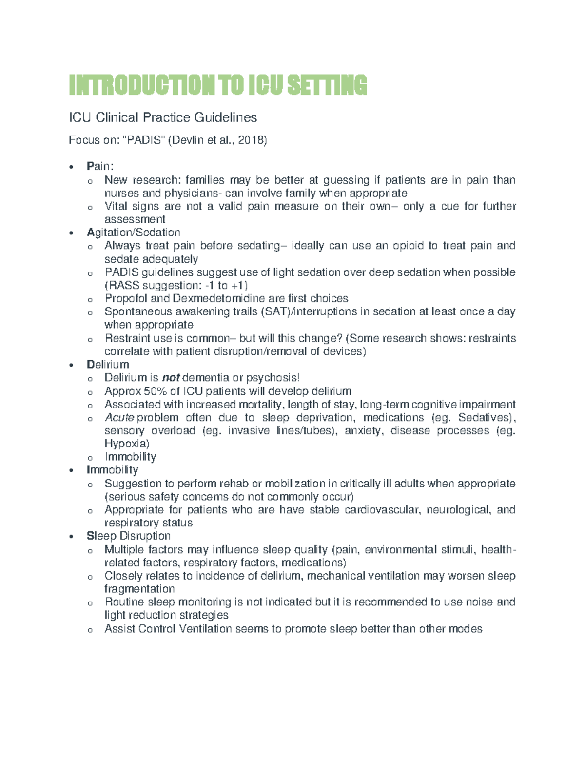 Introduction TO ICU Setting - INTRODUCTION TO ICU SETTING ICU Clinical ...