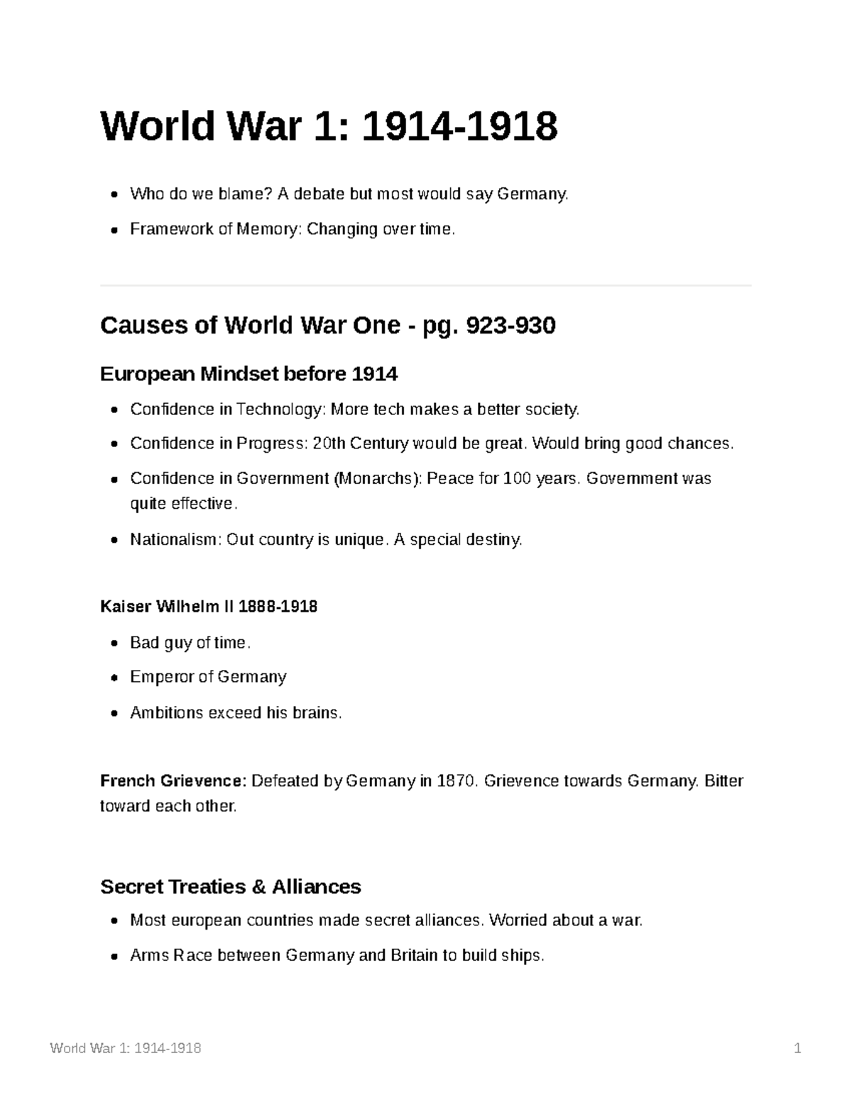 World War 1 1914-1918 - World War 1: 1914- Who do we blame? A debate ...