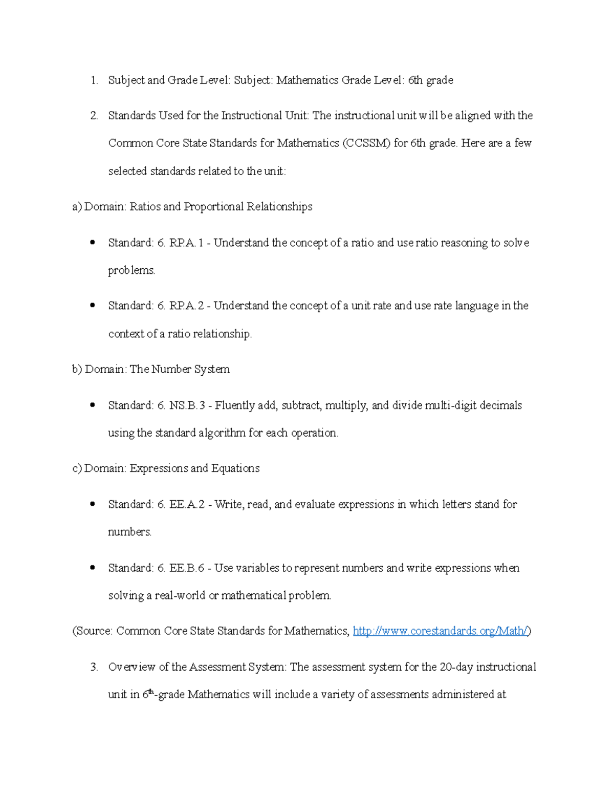 D184 Task 4 - task 4 - Subject and Grade Level: Subject: Mathematics ...