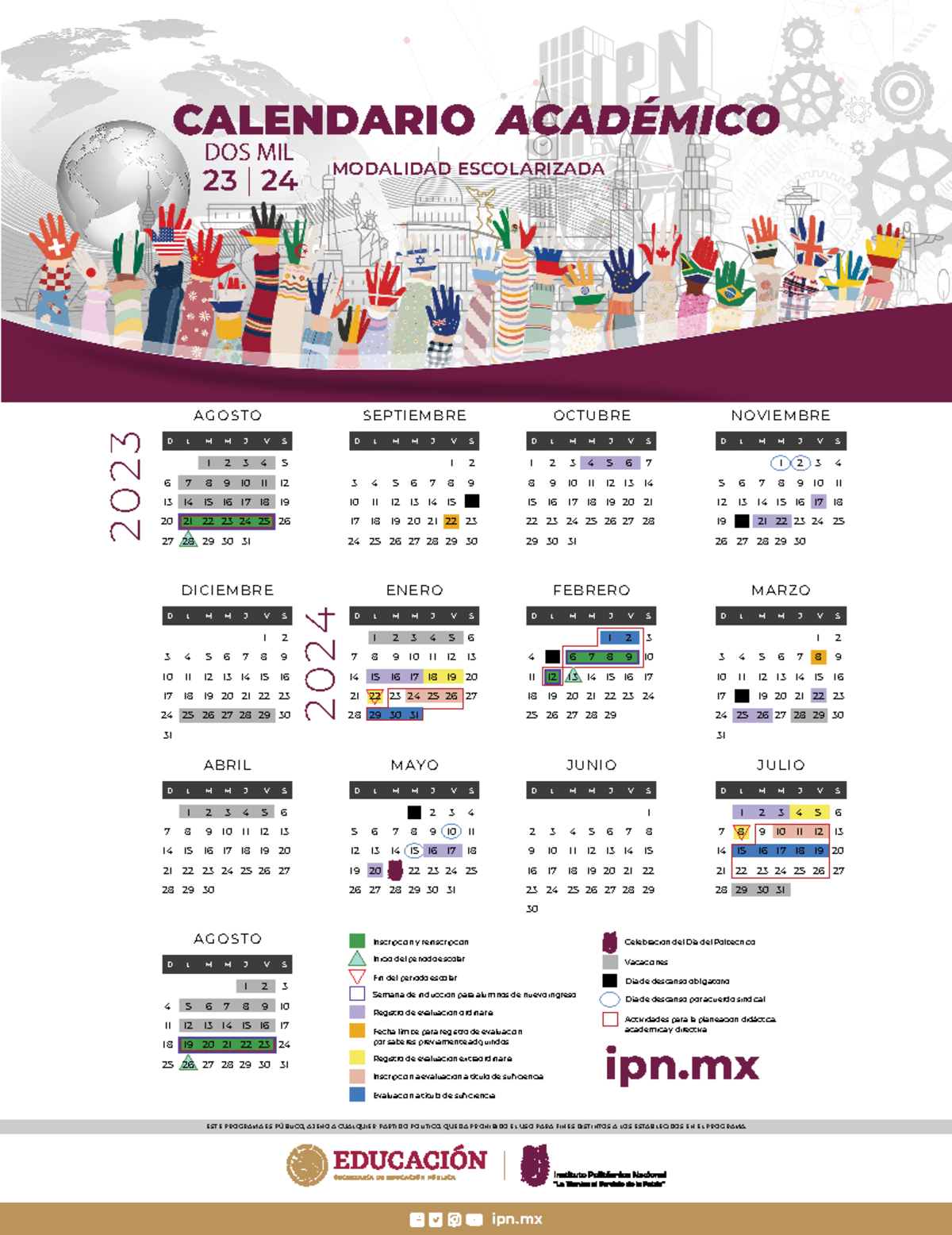 Calendario IPN-Escolarizada 23-24 - Inscripción y reinscripción Semana de inducción para alumnos ...