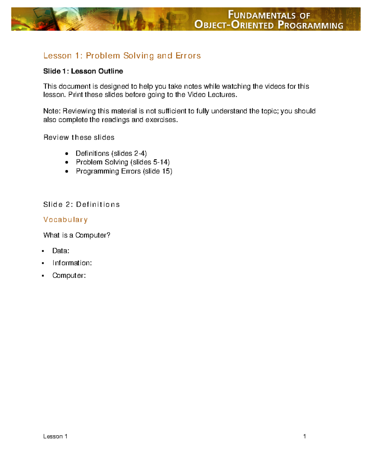 Lesson 1 COMP218 - Comp 208 - McGill - Studocu