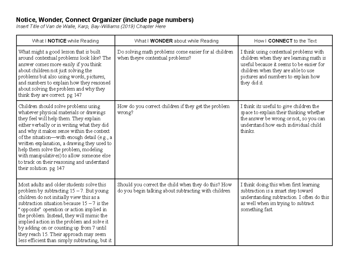 Notice wonder connect - Notice, Wonder, Connect Organizer (include page ...