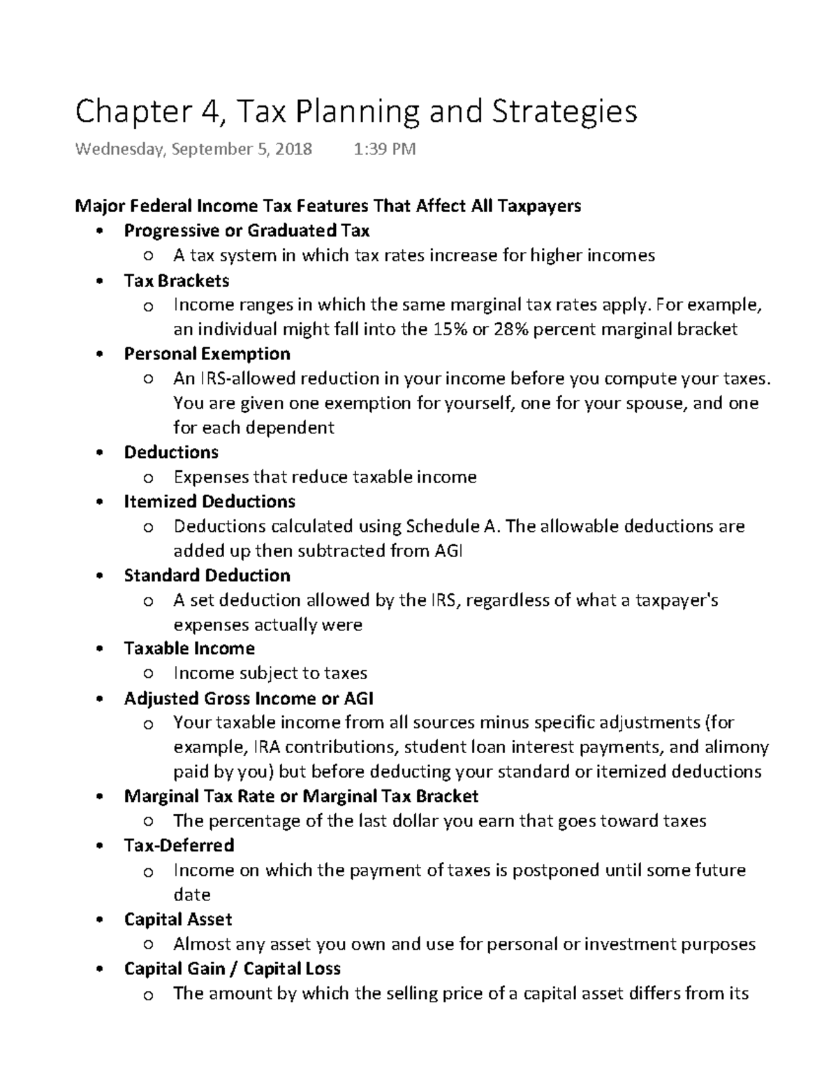 Chapter 4 Lecture Notes - Chapter 4, Tax Planning and Strategies ...